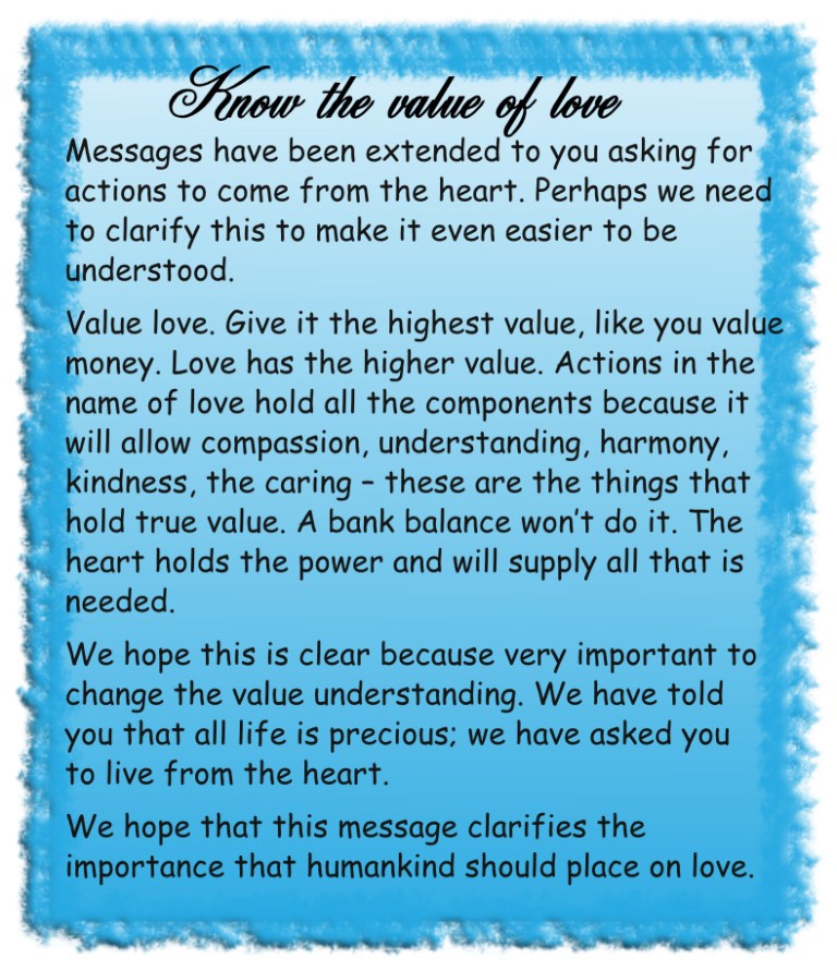 “Know the value of love” – channelled spiritual message from The Circle ...