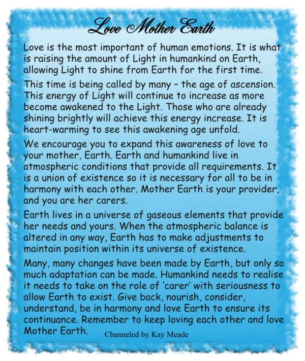 “Love Mother Earth” – channelled spiritual message from The Circle of ...