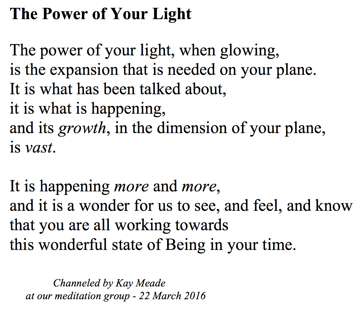 “The Power of Your Light” – channelled spiritual message from The ...