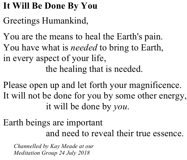 “It Will Be Done By You” – channelled spiritual message from The Circle of The Light of The Love ...