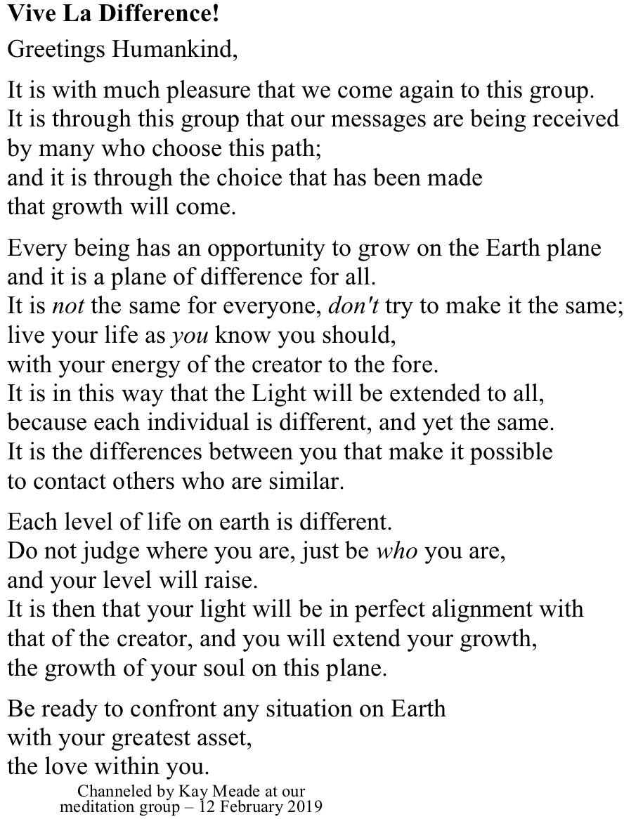 “Vive La Difference!” – from ‘The Circle of The Light of The Love ...