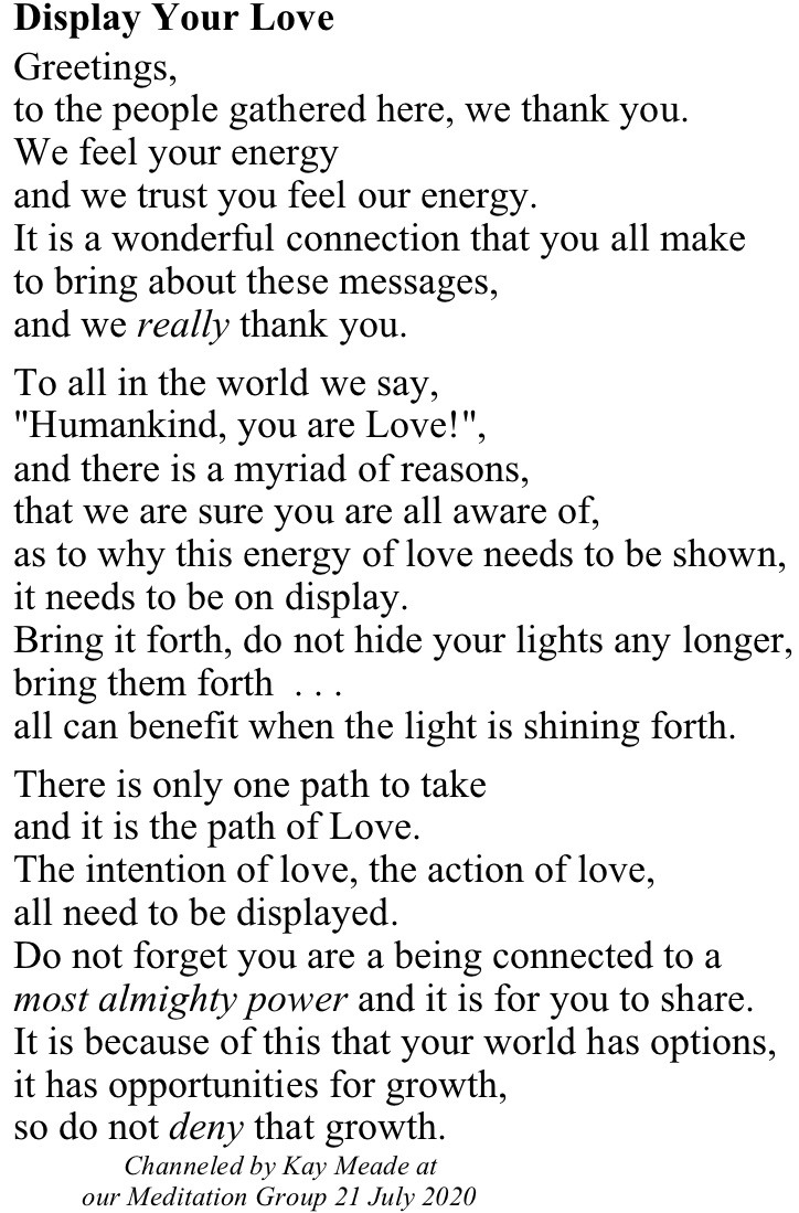 “Display Your Love” – channeled spiritual message from The Circle of ...