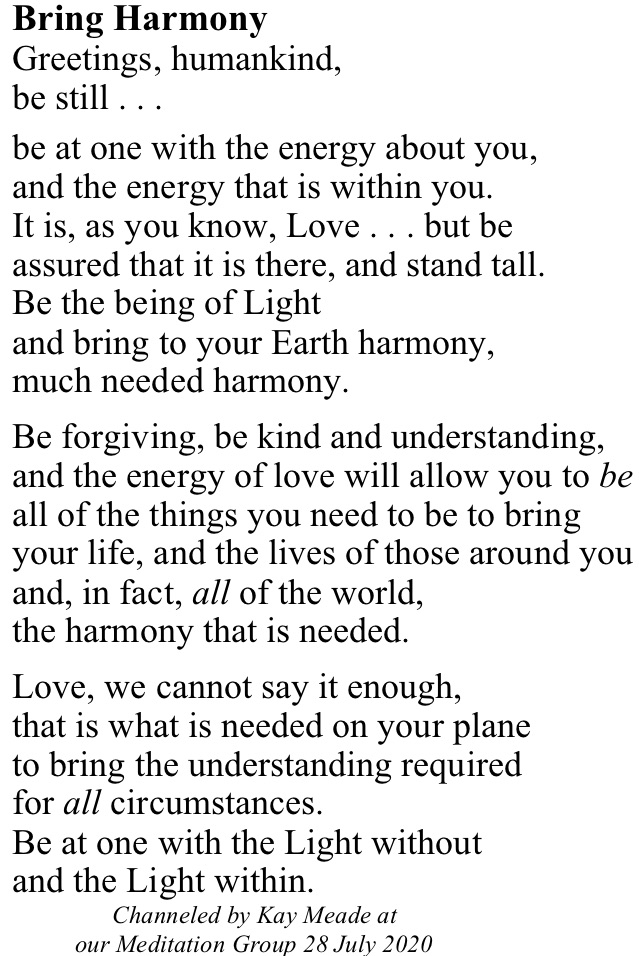 “Bring Harmony” – channeled spiritual message from The Circle of The ...
